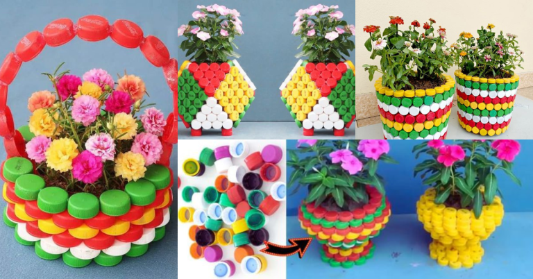 Hermosas Ideas Para Macetas Hechas Con Tapas De Botellas De Plástico